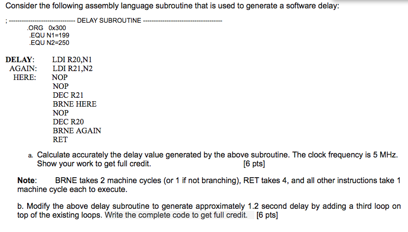 Solved Consider The Following Assembly Language Subroutine 