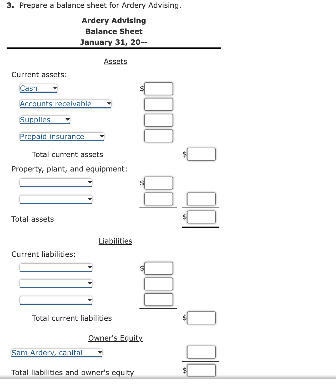Solved Provided below is a partial work sheet for Ardery | Chegg.com