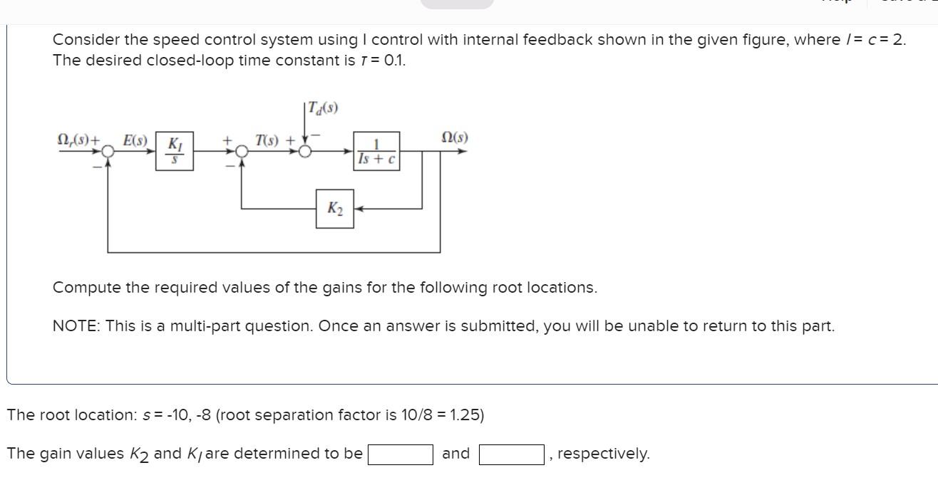 Solved Consider the speed control system using I control | Chegg.com