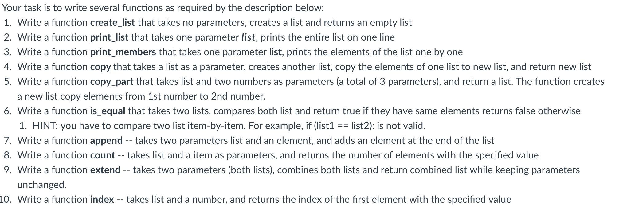 Solved a Your task is to write several functions as required | Chegg.com