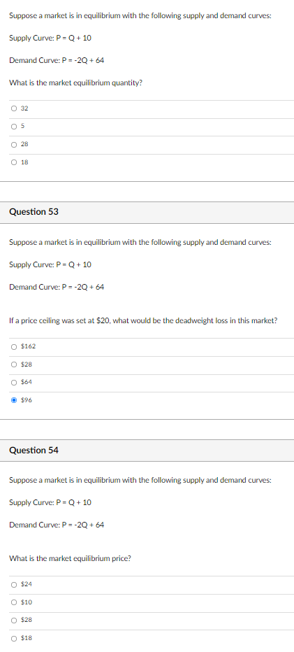 Solved Suppose a market is in equilibrium with the following | Chegg.com