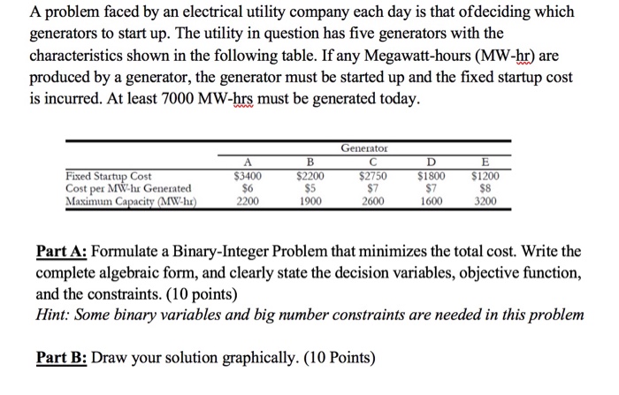 Solved A problem faced by an electrical utility company each | Chegg.com