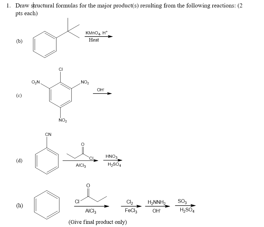 Solved 1. Draw structural formulas for the major product(s) | Chegg.com