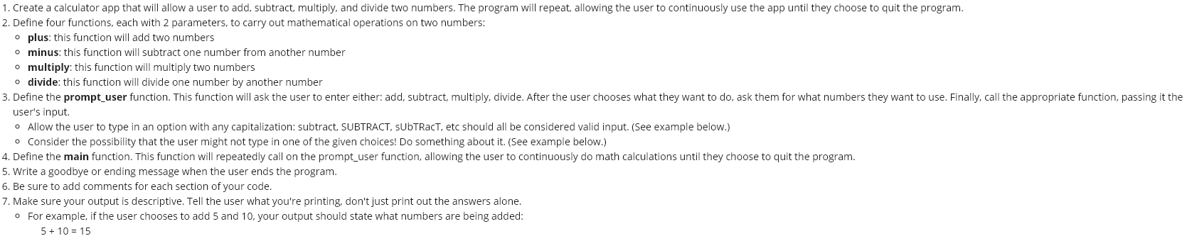 Solved 1. Create a calculator app that will allow a user to | Chegg.com