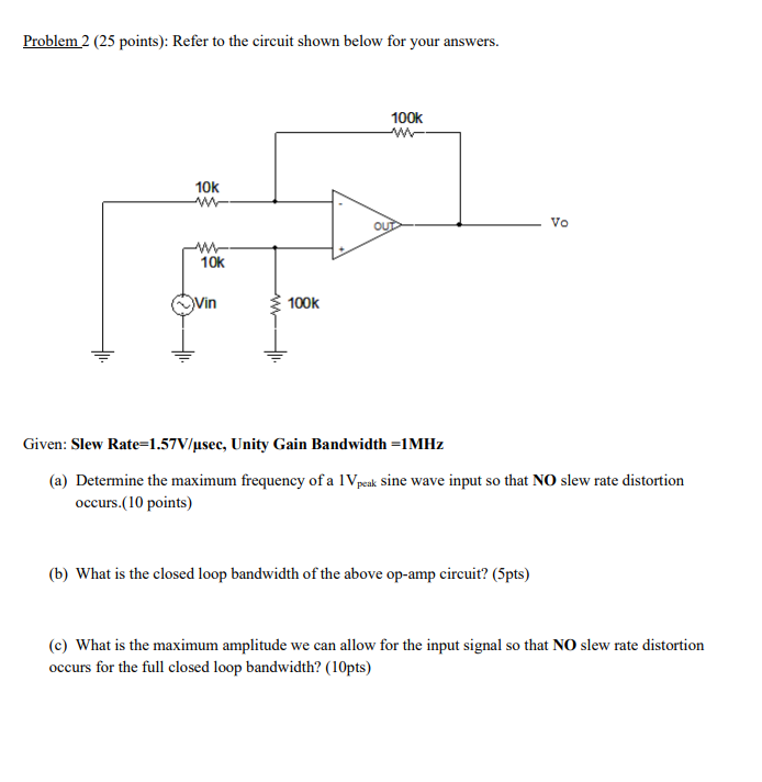 Solved Problem 2 (25 points): Refer to the circuit shown | Chegg.com