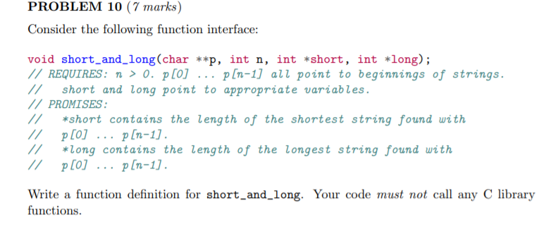Solved PROBLEM 10 (7 marks) Consider the following function | Chegg.com