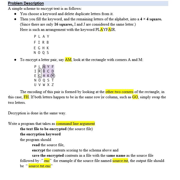 Problem Description A Simple Scheme To Encrypt Text 