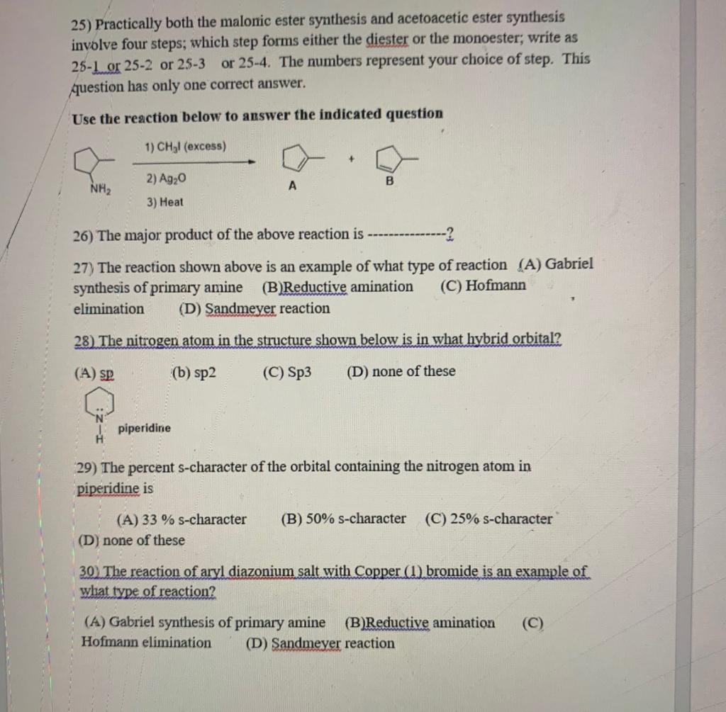 Solved 25) Practically both the malonic ester synthesis and | Chegg.com