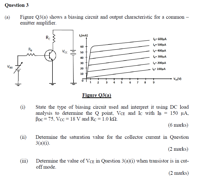 Solved Question 3 (a) Figure Q3(a) shows a biasing circuit | Chegg.com