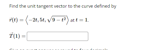 Solved Find the unit tangent vector to the curve defined | Chegg.com