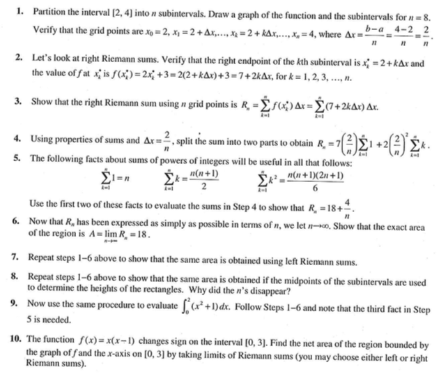 Solved I. Partition the interval 12, 4) into n subintervals. | Chegg.com