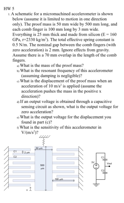 Solved A schematic for a micromachined accelerometer is | Chegg.com