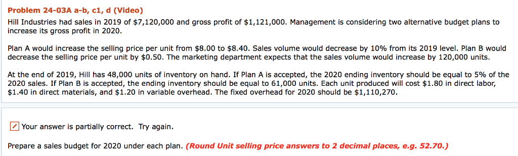 Solved Problem 24-03A a-b, cl, d (Video) Hill Industries had | Chegg.com