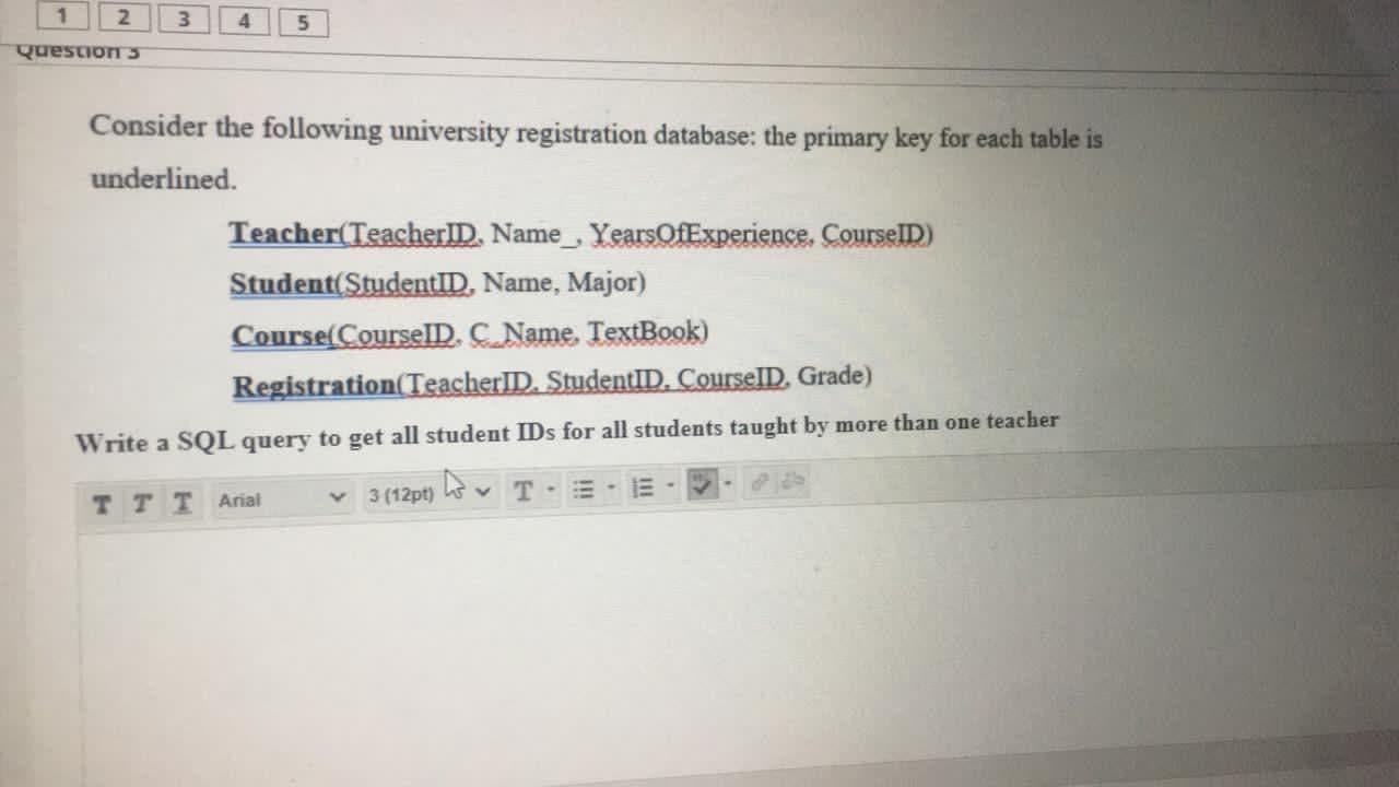 Solved 2 5 Questions Consider the following university | Chegg.com