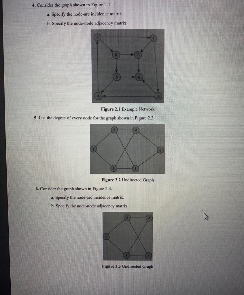 Solved 4. Consider the graph shown in Figure 2.1. a. Specify | Chegg.com