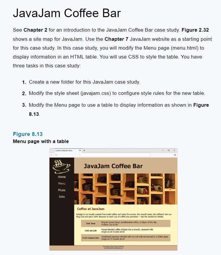 Solved JavaJam Coffee Bar See Chapter 2 for an introduction | Chegg.com
