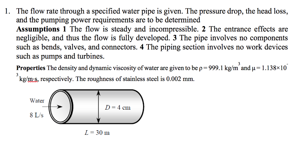 Solved 1. The flow rate through a specified water pipe is | Chegg.com