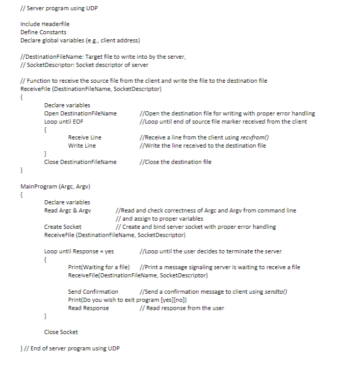 Solved \}// End of client program using UDP// Server program | Chegg.com