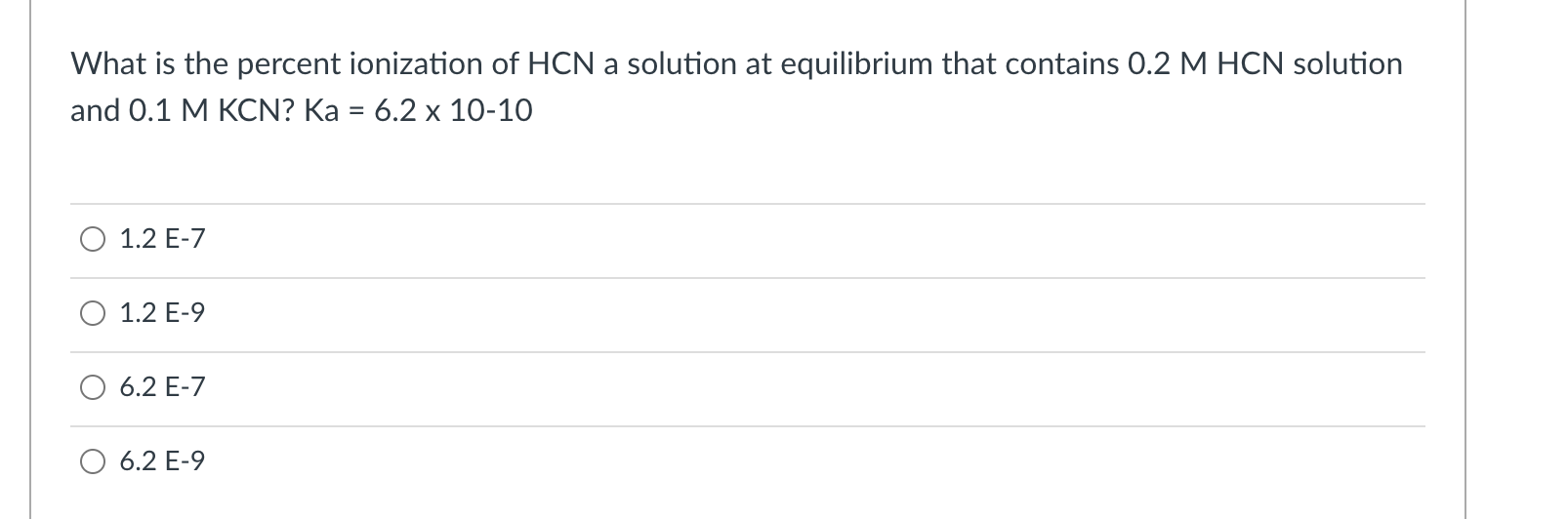 Solved What is the percent ionization of HCN a solution at | Chegg.com
