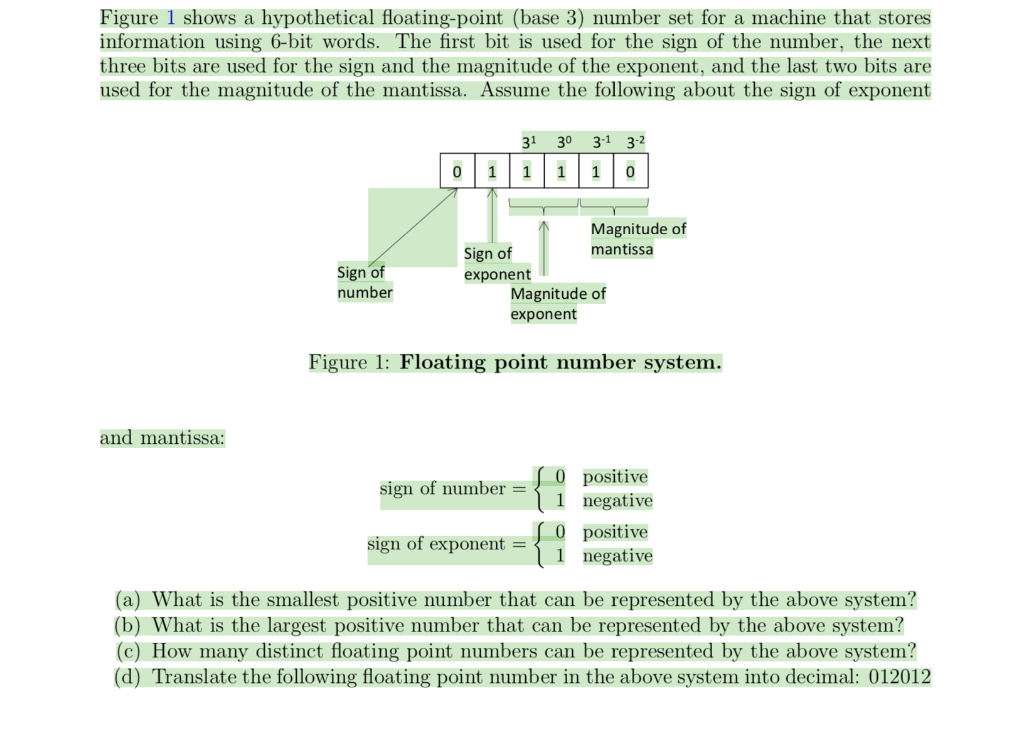 Solved Figure 1 shows a hypothetical floating-point (base 3) | Chegg.com