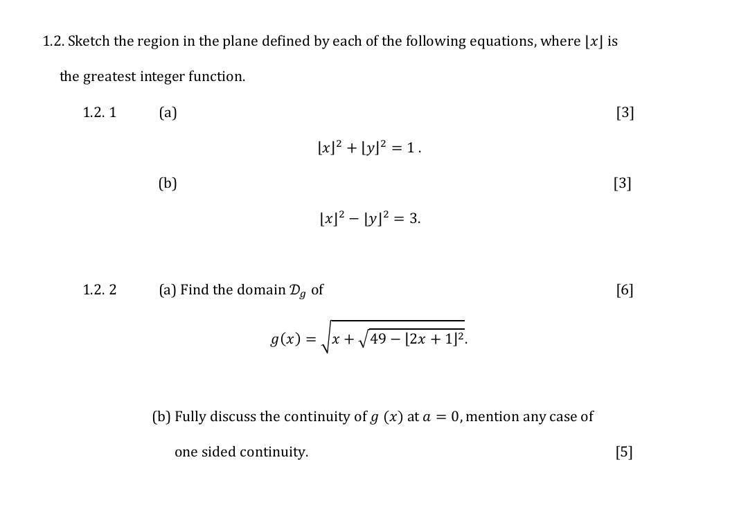 Solved 1.2. Sketch the region in the plane defined by each | Chegg.com