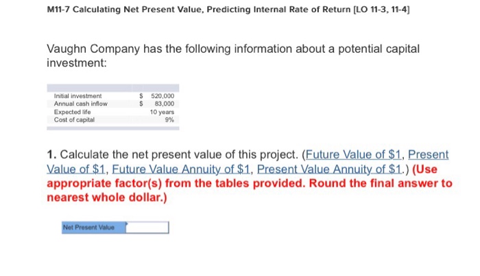 Solved M11-5 Calculating Net Present Value [LO 11-3] Citrus | Chegg.com