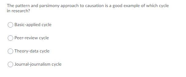 Solved The pattern and parsimony approach to causation is a | Chegg.com