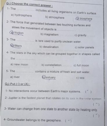 Solved Q1) ﻿Choose the correct answer:1- ﻿Thea) ﻿hydrosphere | Chegg.com