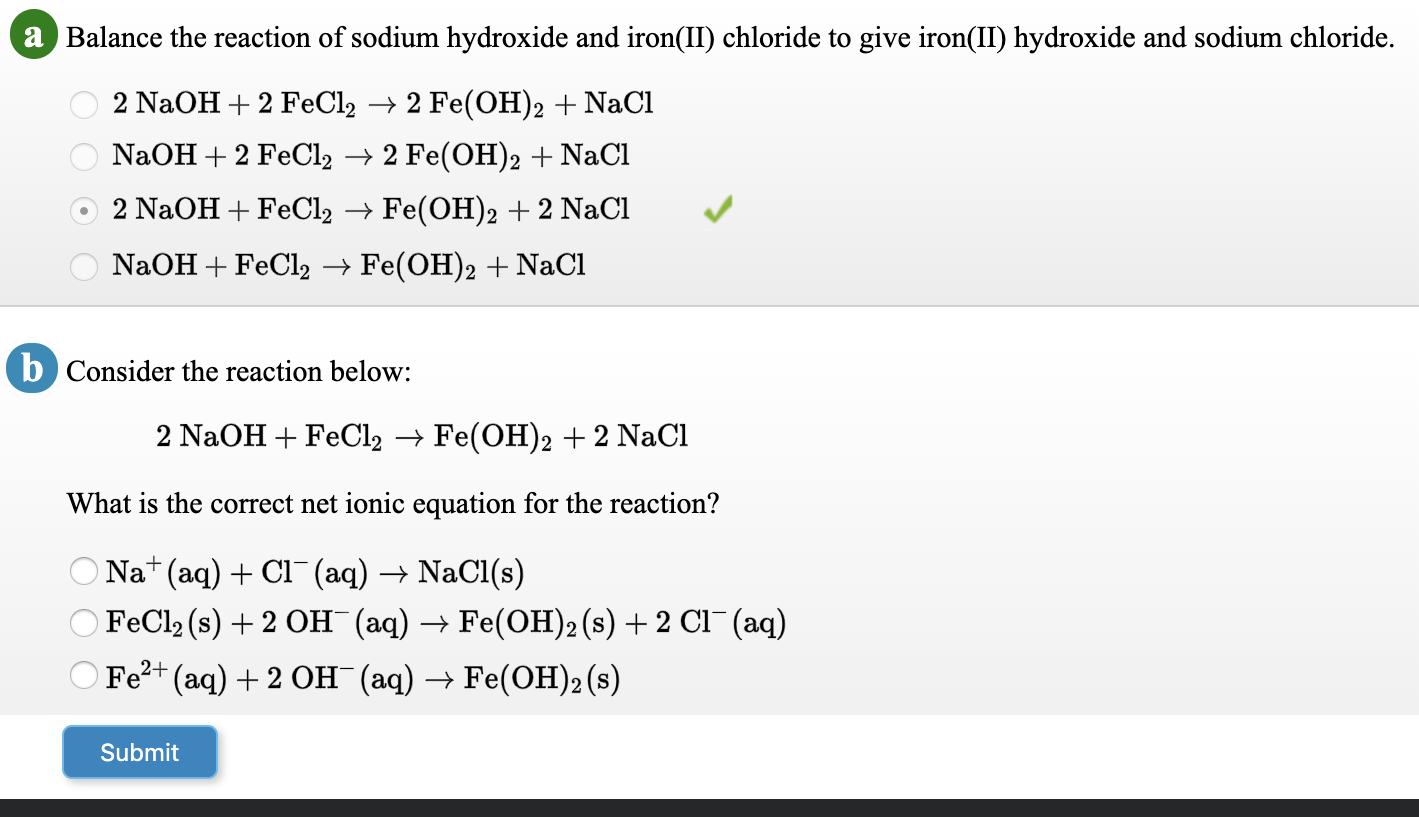 Solved A Balance The Reaction Of Sodium Hydroxide And Chegg Solved A Balance The Reaction Of Sodium Hydroxide And Chegg