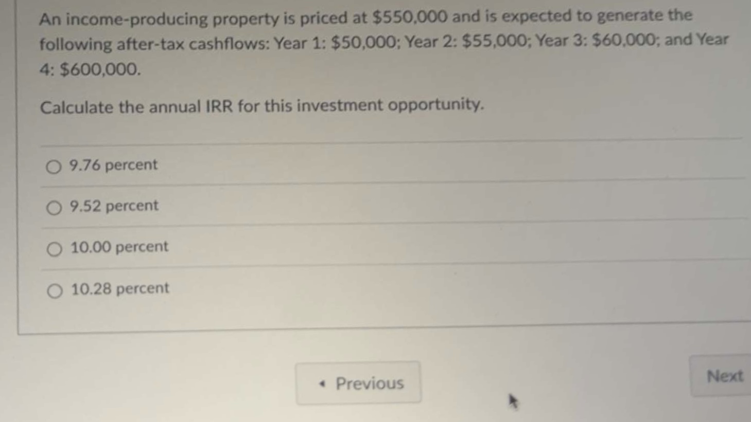 Solved An income-producing property is priced at $550,000 | Chegg.com