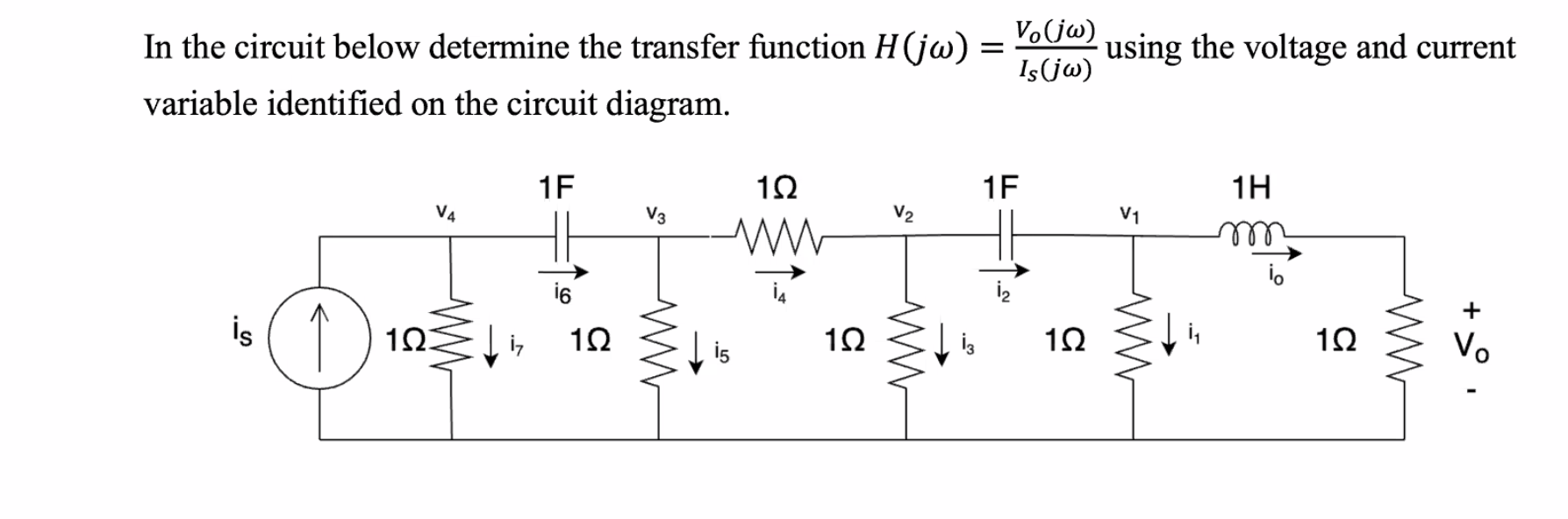 Solved Vo(jw) Is(jw) In the circuit below determine the | Chegg.com