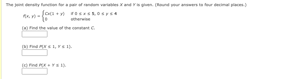 Solved The joint density function for a pair of random | Chegg.com