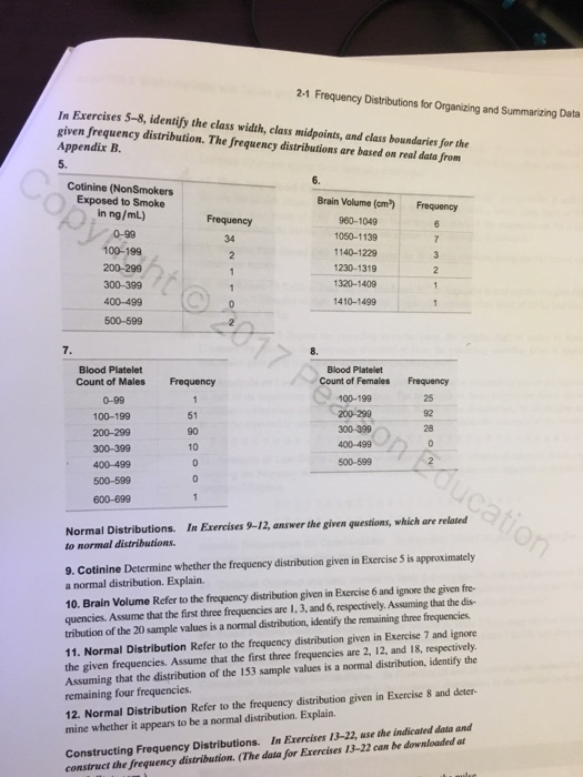 Solved 2-1 Frequency Distributions for Organizing and | Chegg.com