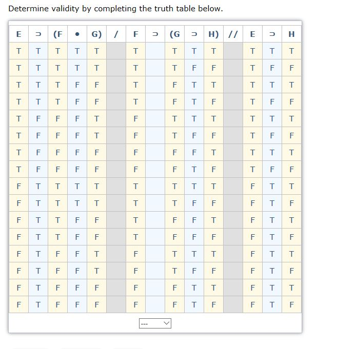 Solved Determine validity by completing the truth table | Chegg.com Solved Determine validity by completing the truth table | Chegg.com