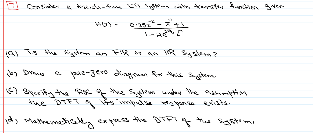 Solved 1 consider function given a disente-time LT1 system | Chegg.com