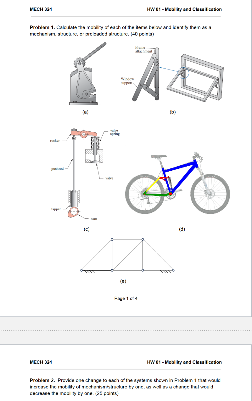 Solved Problem 1. Calculate the mobility of each of the | Chegg.com