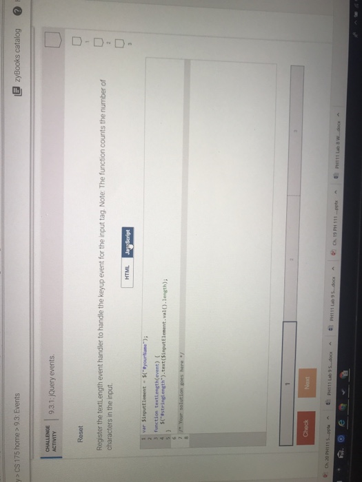 Solved ACI93.1.jQuery events. Reset Register the textlength | Chegg.com