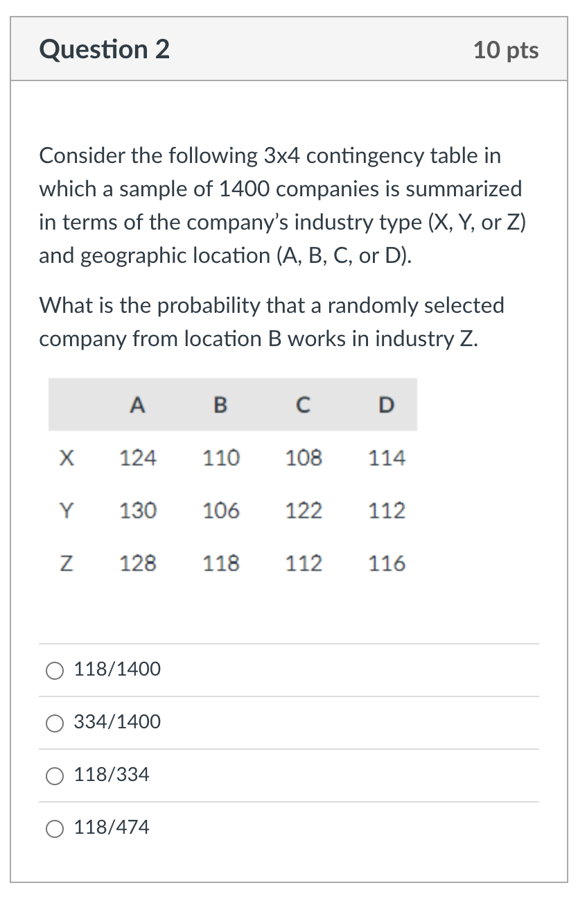 Solved Consider the following 3×4 contingency table in which | Chegg.com