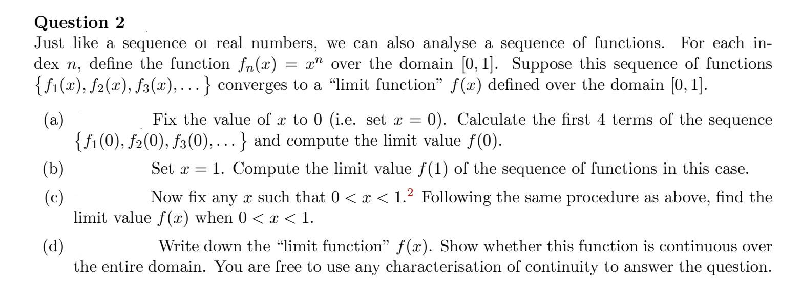 Solved Question 2 Just like a sequence of real numbers, we | Chegg.com