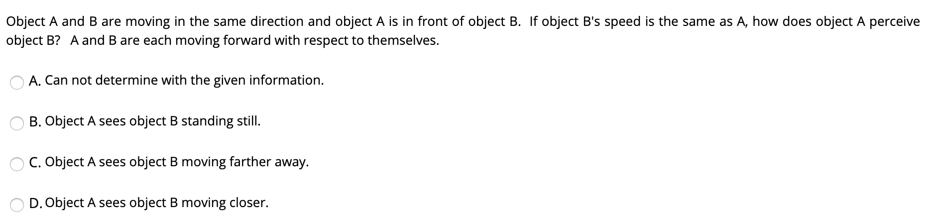 Solved Object A and B are moving in the same direction and | Chegg.com