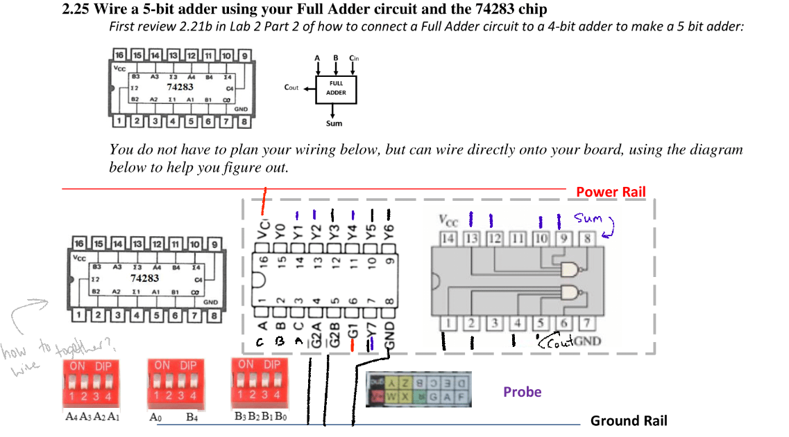 wire a 5 bit adder using your full adder circuit and | Chegg.com
