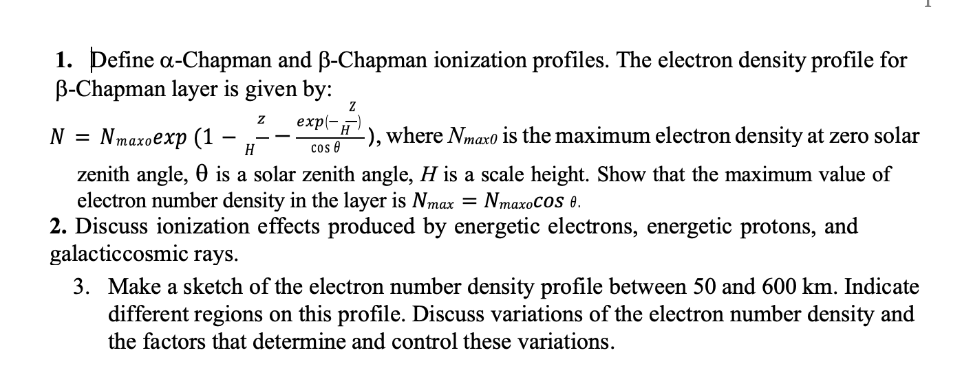 Solved 1 Define A Chapman And B Chapman Ionization