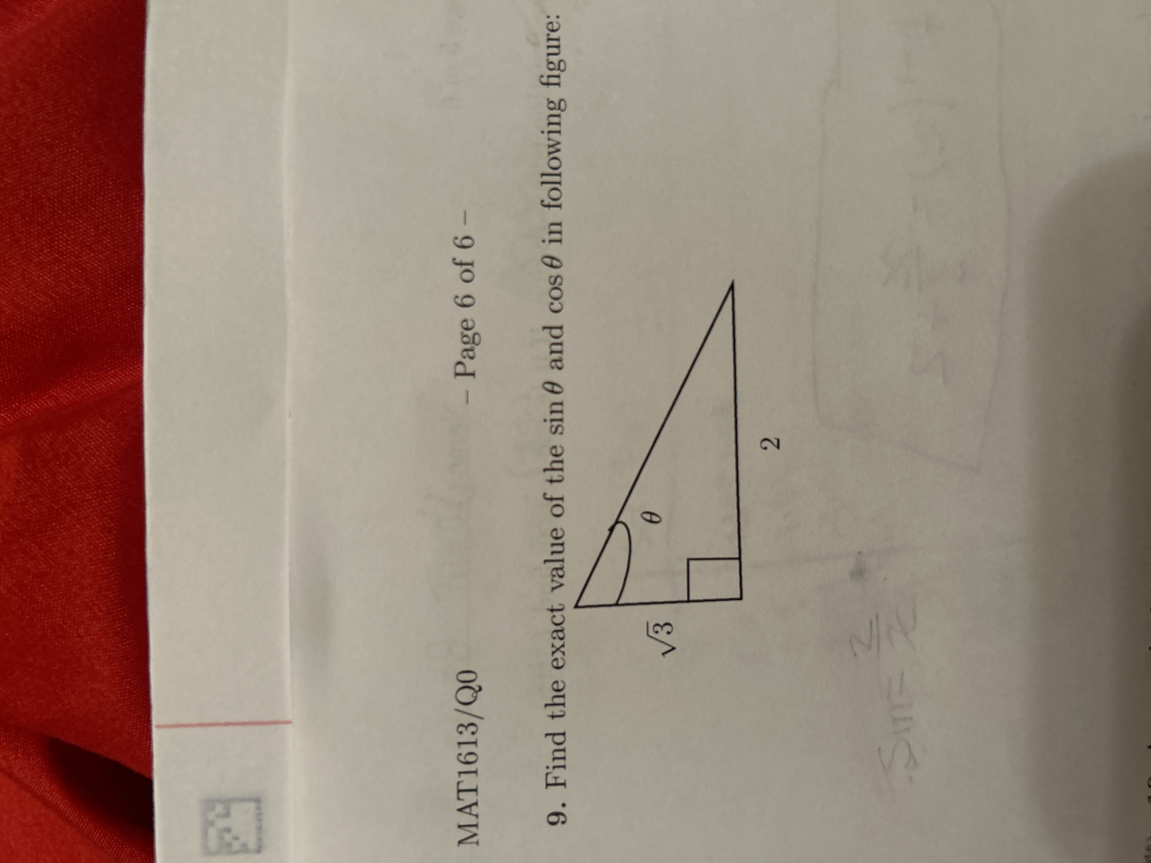 Solved 9. Find the exact value of the \\( \\sin \\theta \\) | Chegg.com Solved 9. Find the exact value of the \\( \\sin \\theta \\) | Chegg.com