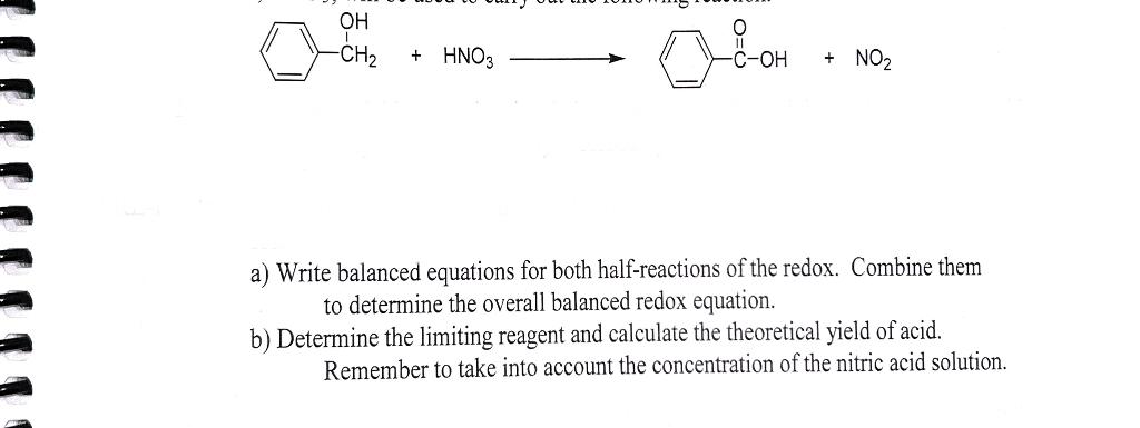 [Solved]: For the following reaction: A)Write balanced equa
