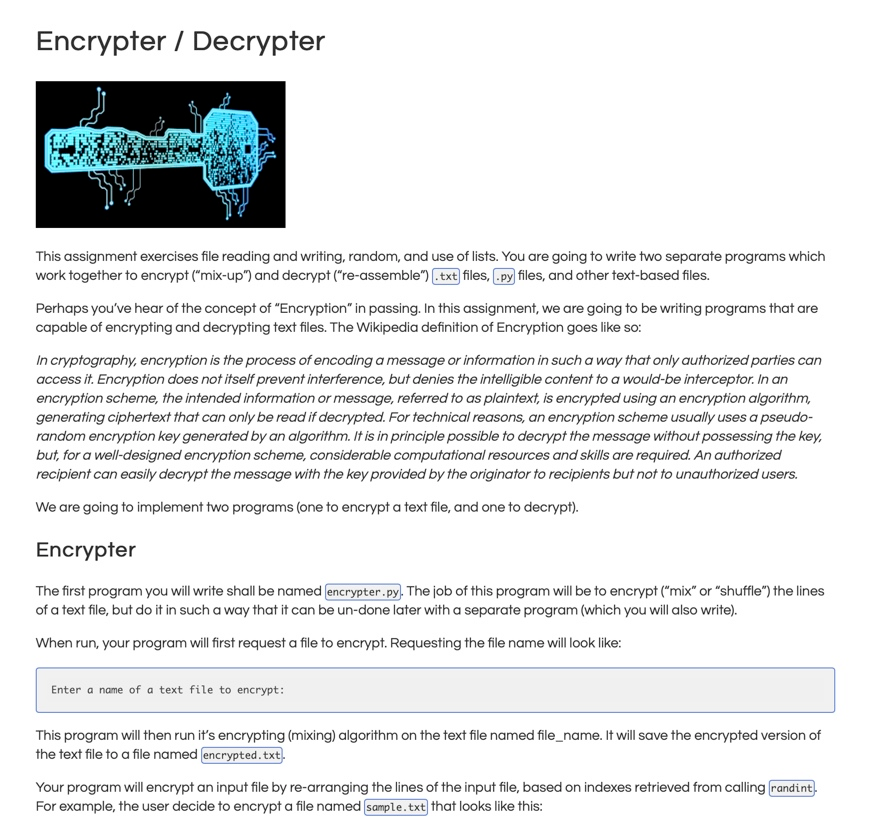 Encrypter / Decrypter This assignment exercises file | Chegg.com
