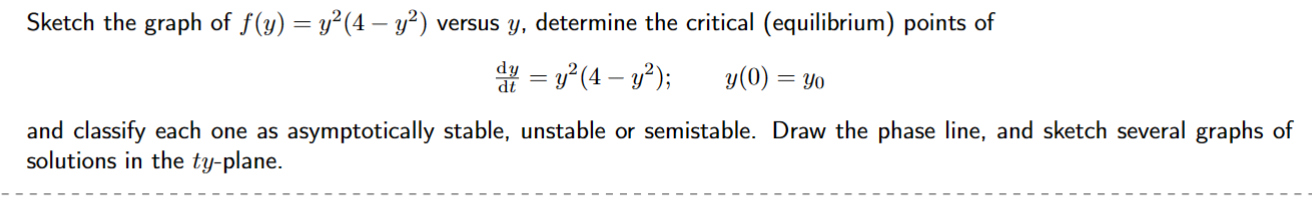 Solved Sketch the graph of f(y)=y2(4−y2) versus y, determine | Chegg.com
