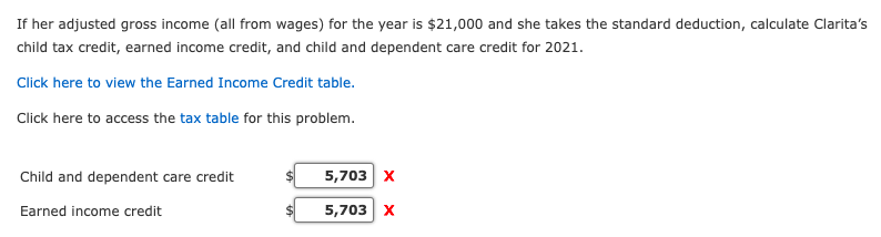 Solved Problem 7-10 Earned Income Credit, Child and | Chegg.com