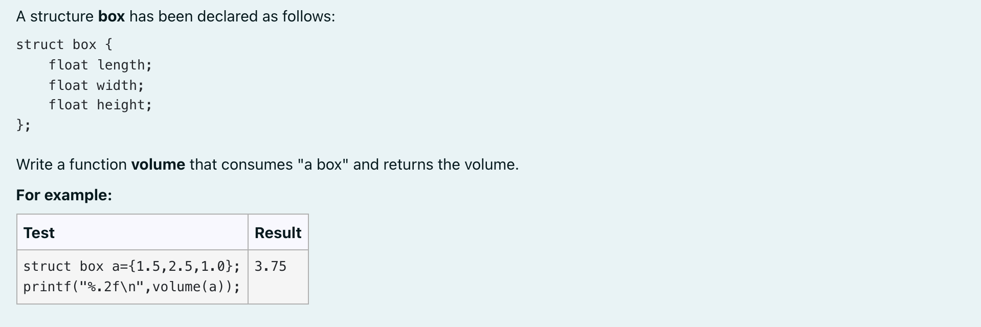 Solved A structure box has been declared as follows: struct | Chegg.com
