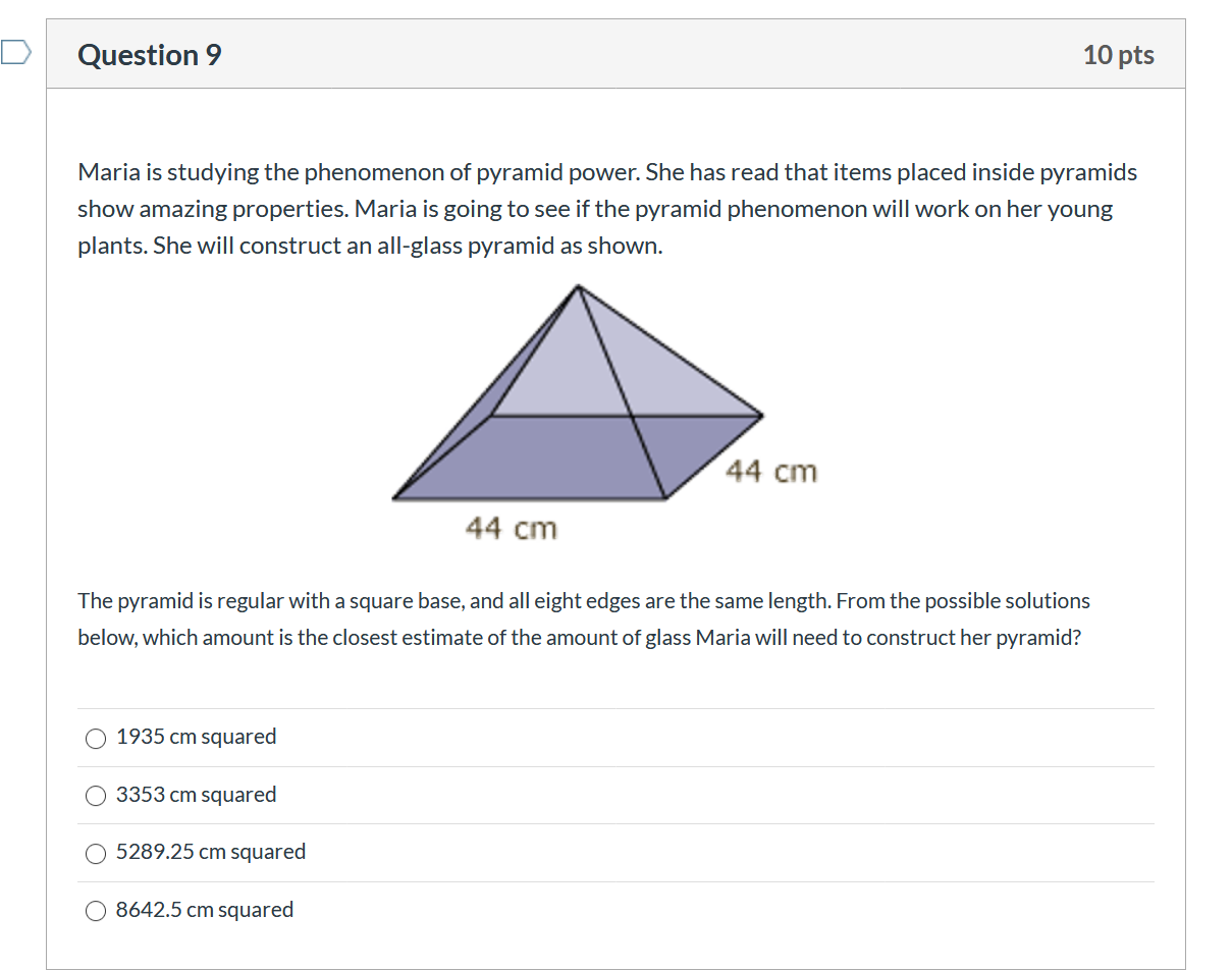 Solved Maria is studying the phenomenon of pyramid power. | Chegg.com