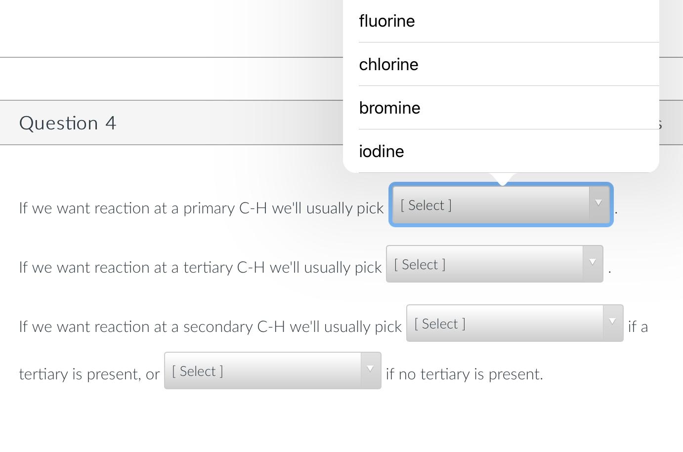 Solved Question 2 2 pts What are the selectivity factors for | Chegg.com